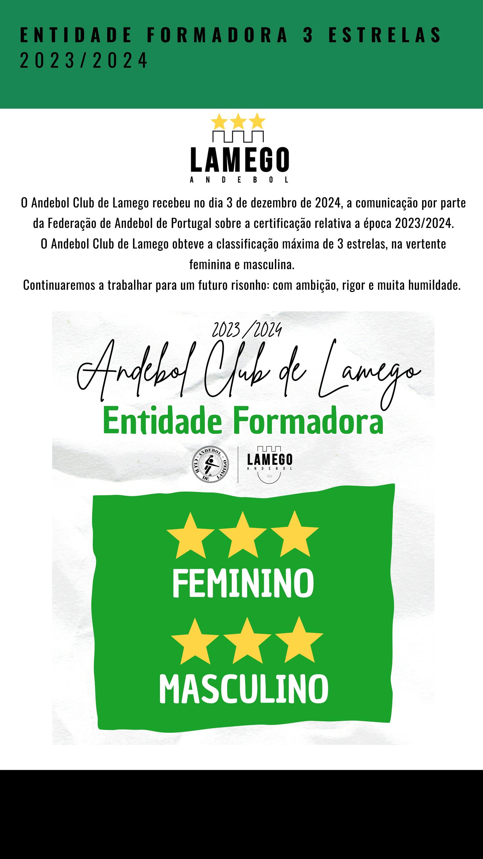 Certificação Entidade Formadora | Andebol Club de Lamego
