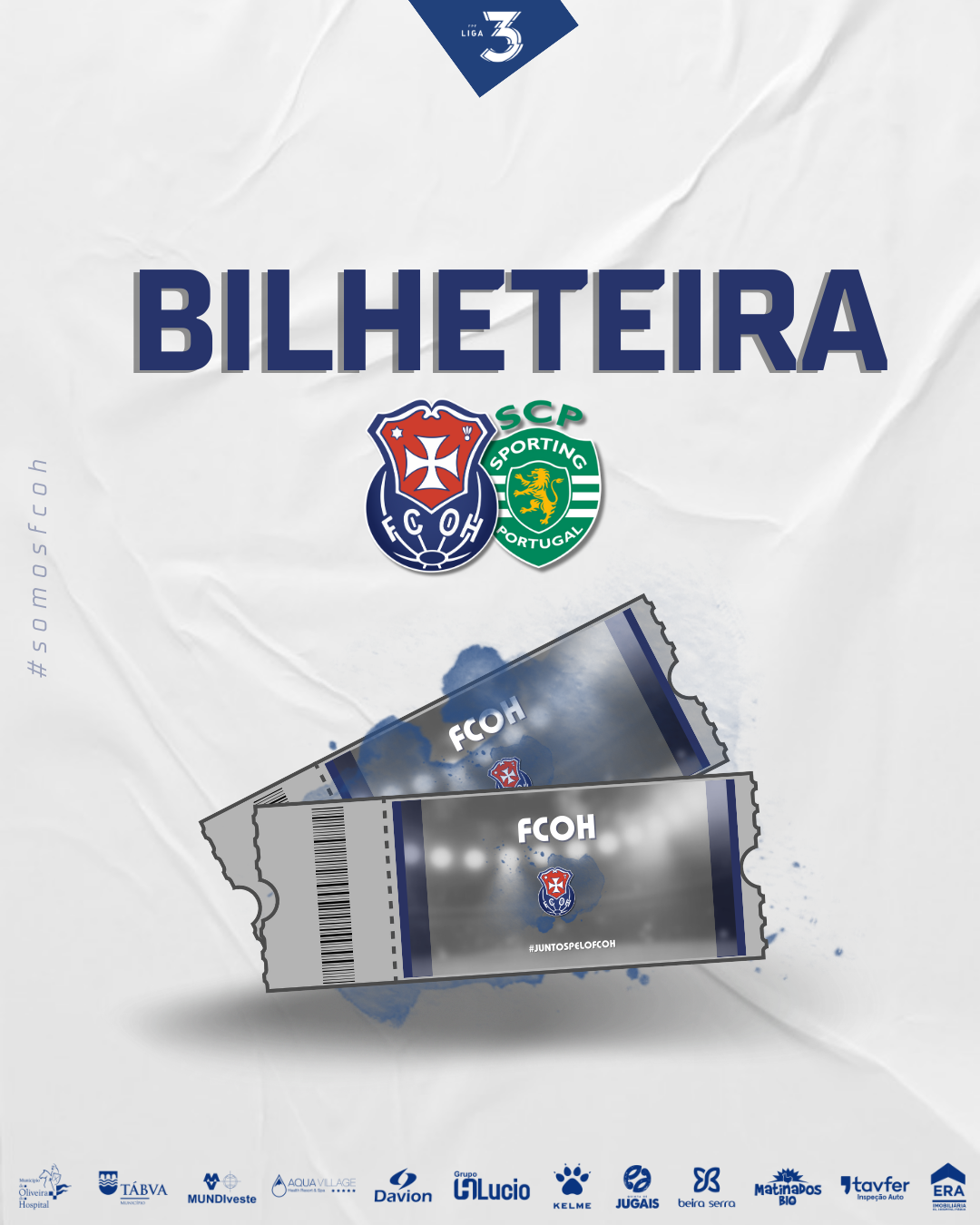 FCOH x Sporting B: Preço dos bilhetes F.C. Oliveira do Hospital